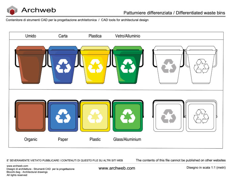 Differentiated waste bins - Archweb dwg